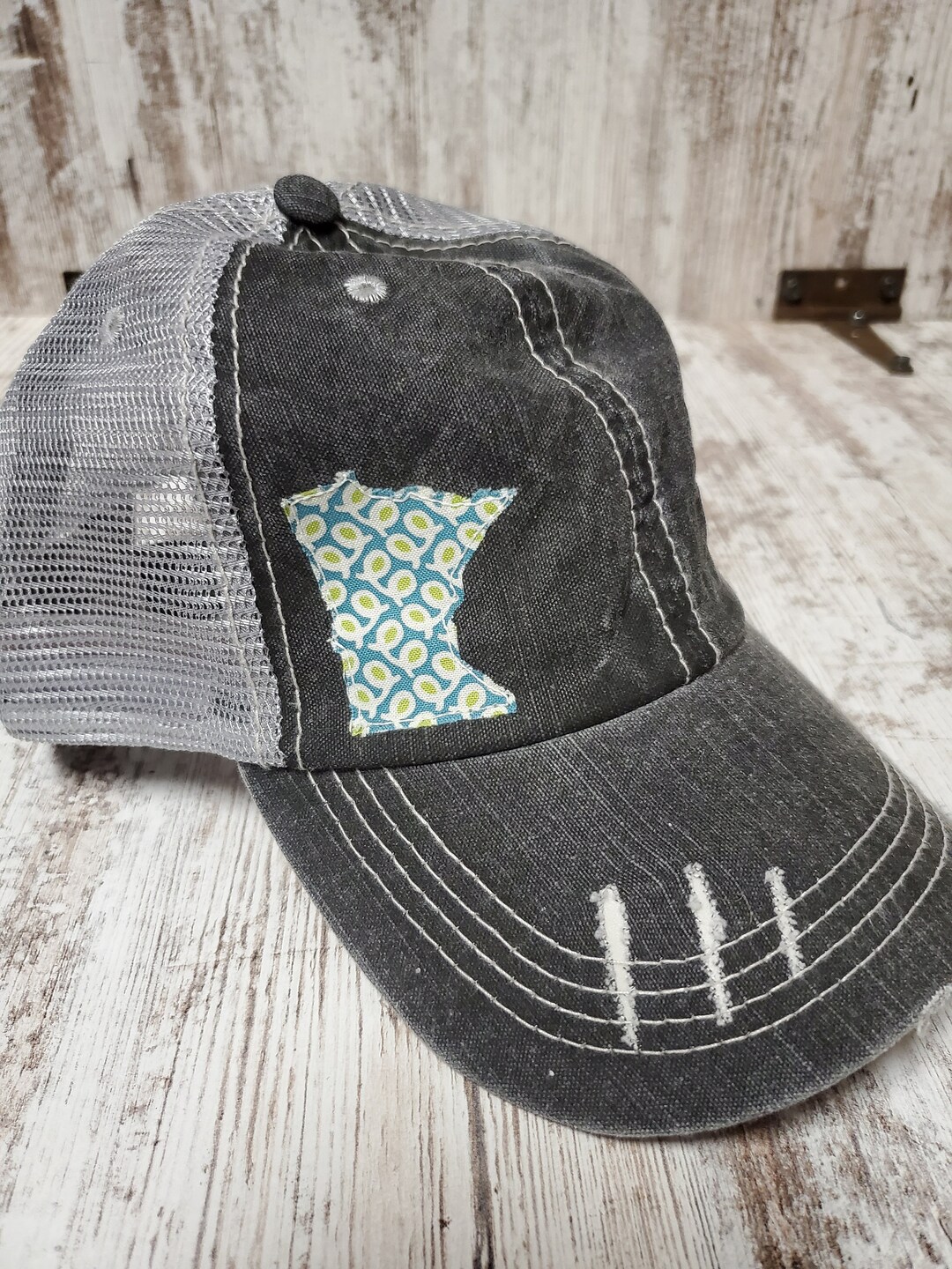 Distressed Minnesota Trucker Hat, Customize to Any State, Buffalo Plaid ...