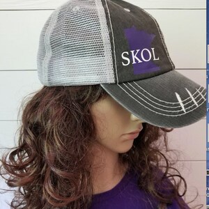 SKOL, Minnesota Distressed Trucker Hat, Purple Pride, MN State Hat, ,MN ...