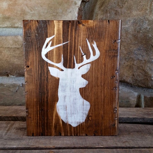 Buck Head Hunting Man Cave Outdoors Deer Block Shelf | Etsy