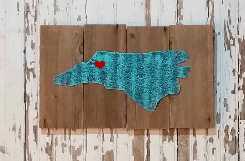 Corrugated Metal NC State on Barn Wood Rustic North Carolina - Etsy