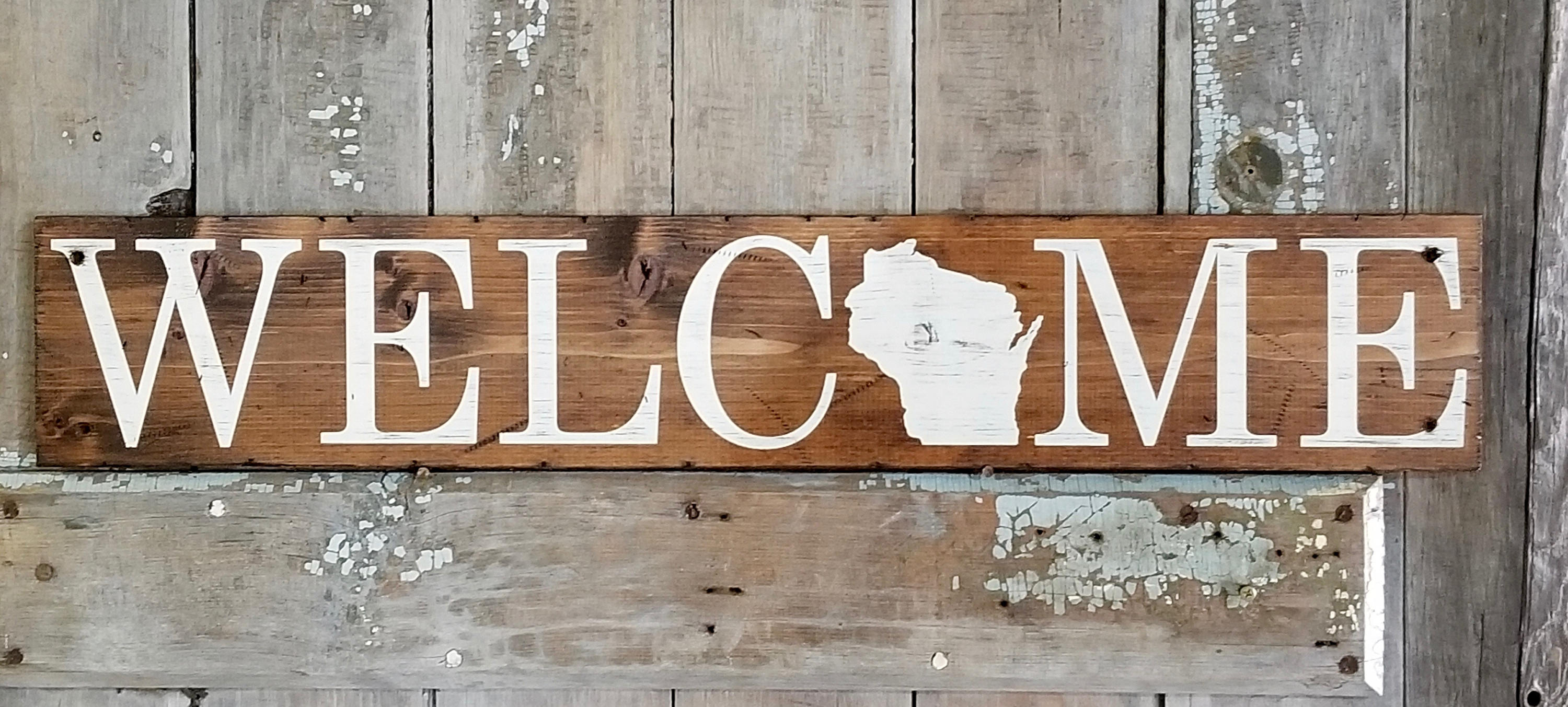 Wisconsin Welcome Sign Any State Welcome Sign Farmhouse | Etsy
