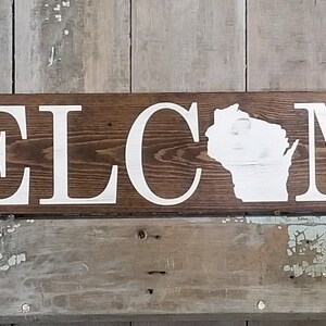 Wisconsin Welcome Sign, Any State Welcome Sign, Farmhouse Rustic Home ...