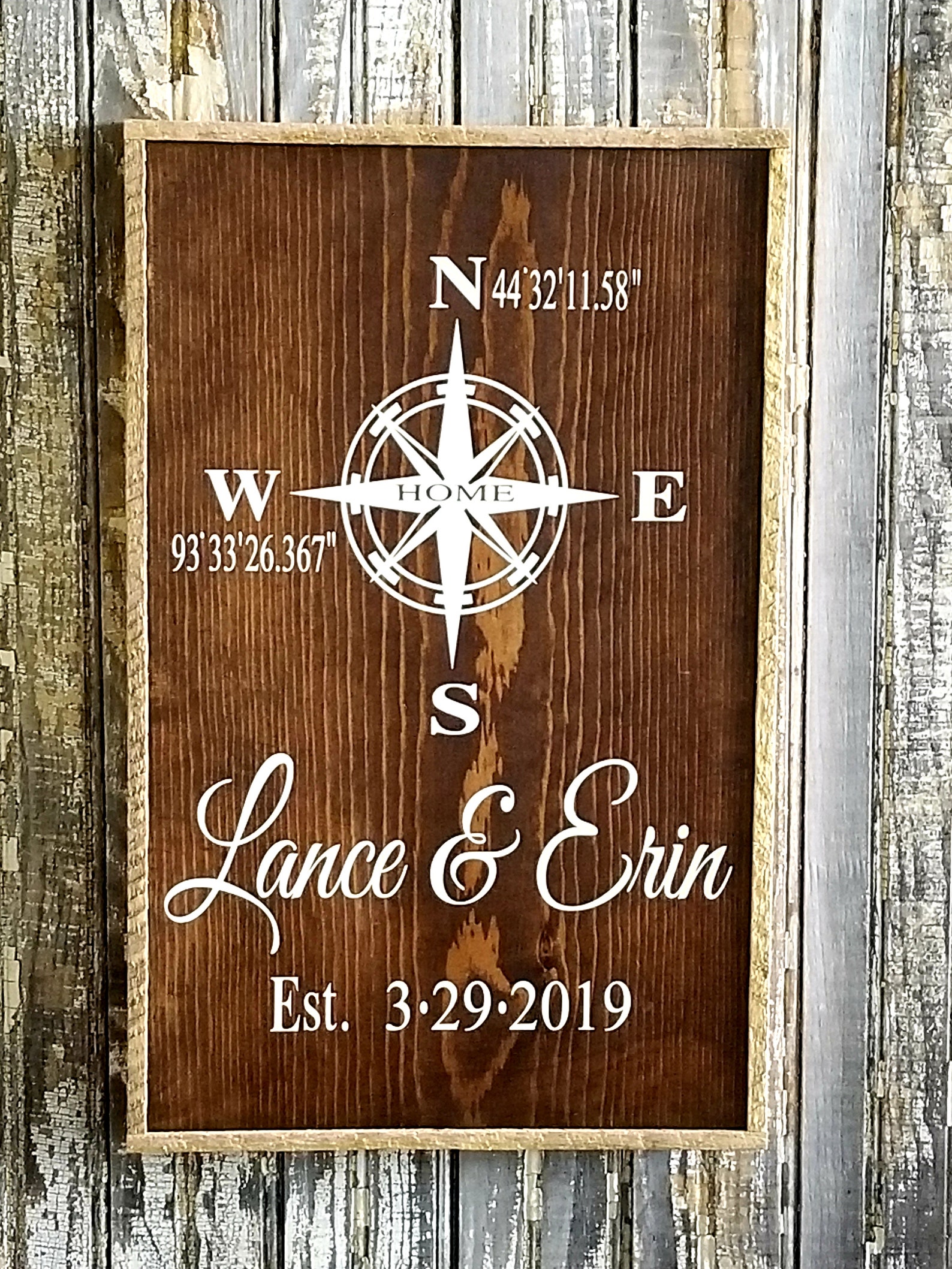 Personalized GPS Coordinates Sign, New Home Address Sign, Family Name ...