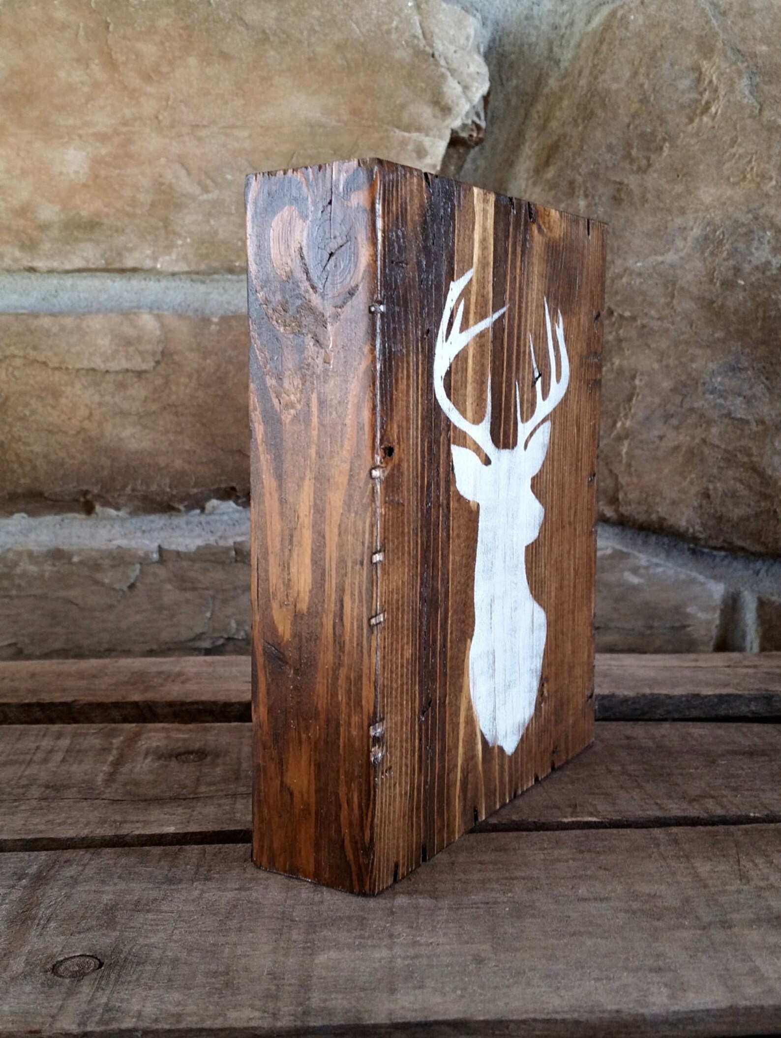 Buck Head Hunting Man Cave Outdoors Deer Block Shelf | Etsy