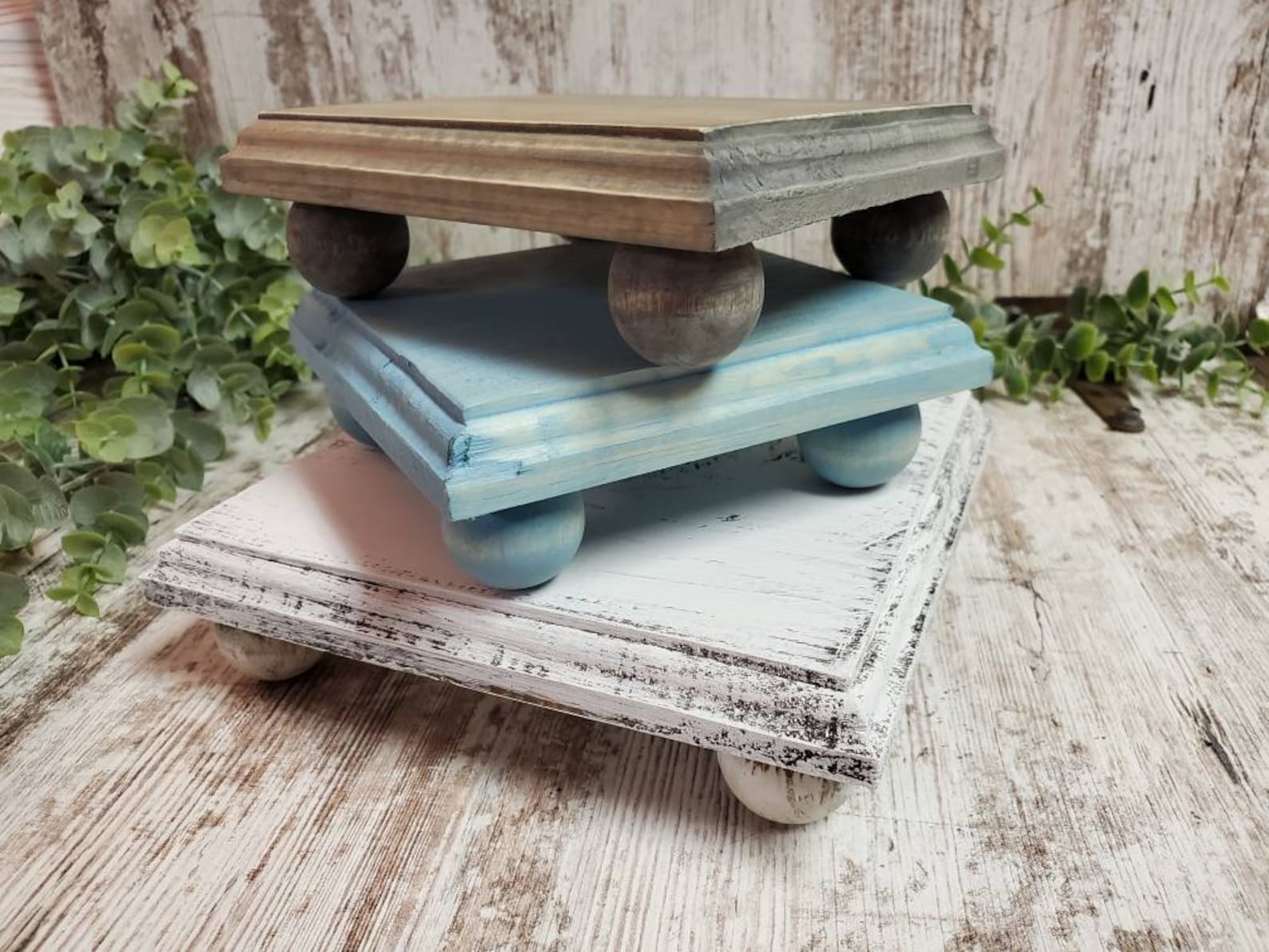 Rustic Farmhouse Style Riser, Wood Pedestal Tray, Wood Tray Decor ...