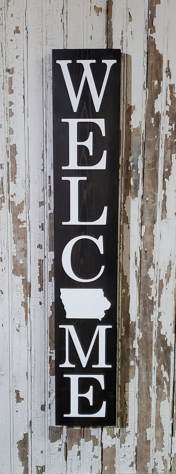 Iowa Welcome Sign Cedar Rustic Welcome Sign Rustic Home | Etsy