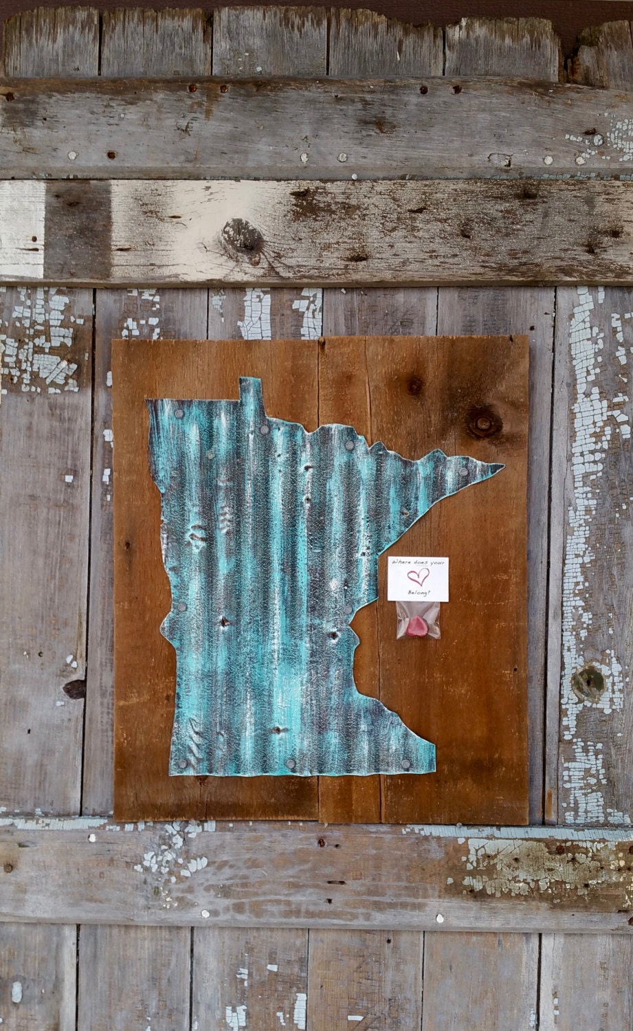 XL Corrugated MN State on Barnwood Rustic Minnesota State | Etsy