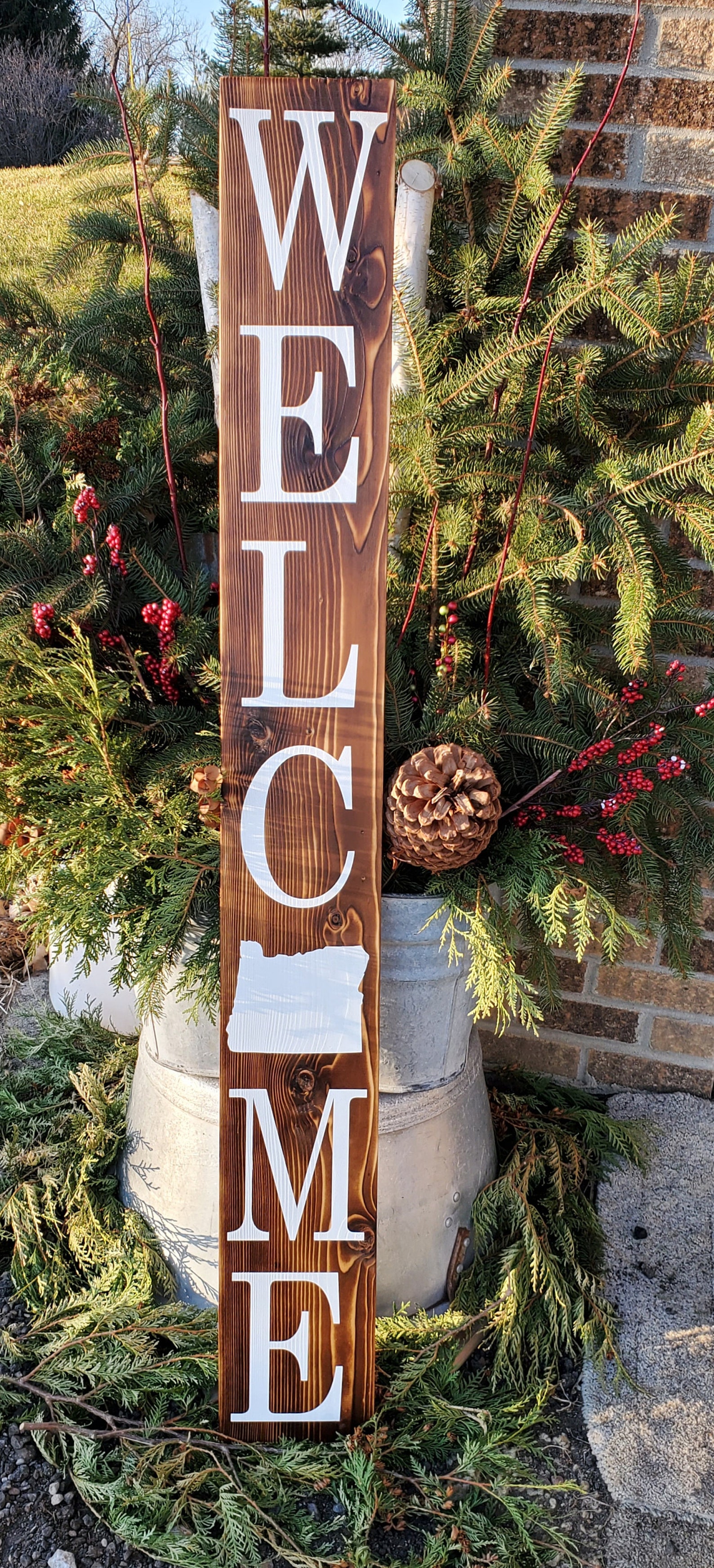 Front Porch Welcome Sign, Any State Welcome Sign, Entry Sign, Rustic ...