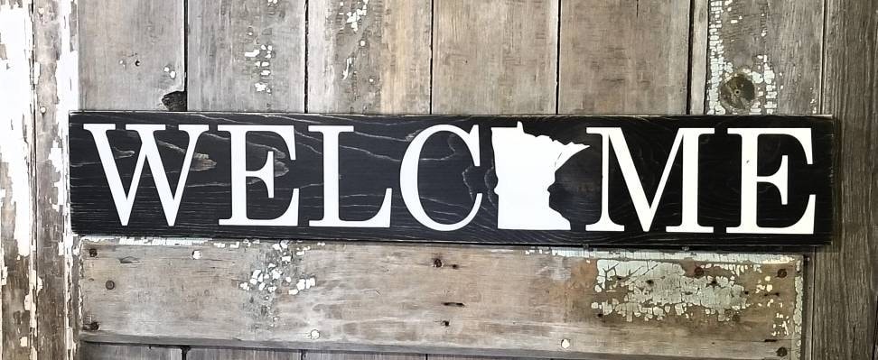 Any State Welcome Sign / MN Welcome Sign Rustic Home Decor - Etsy