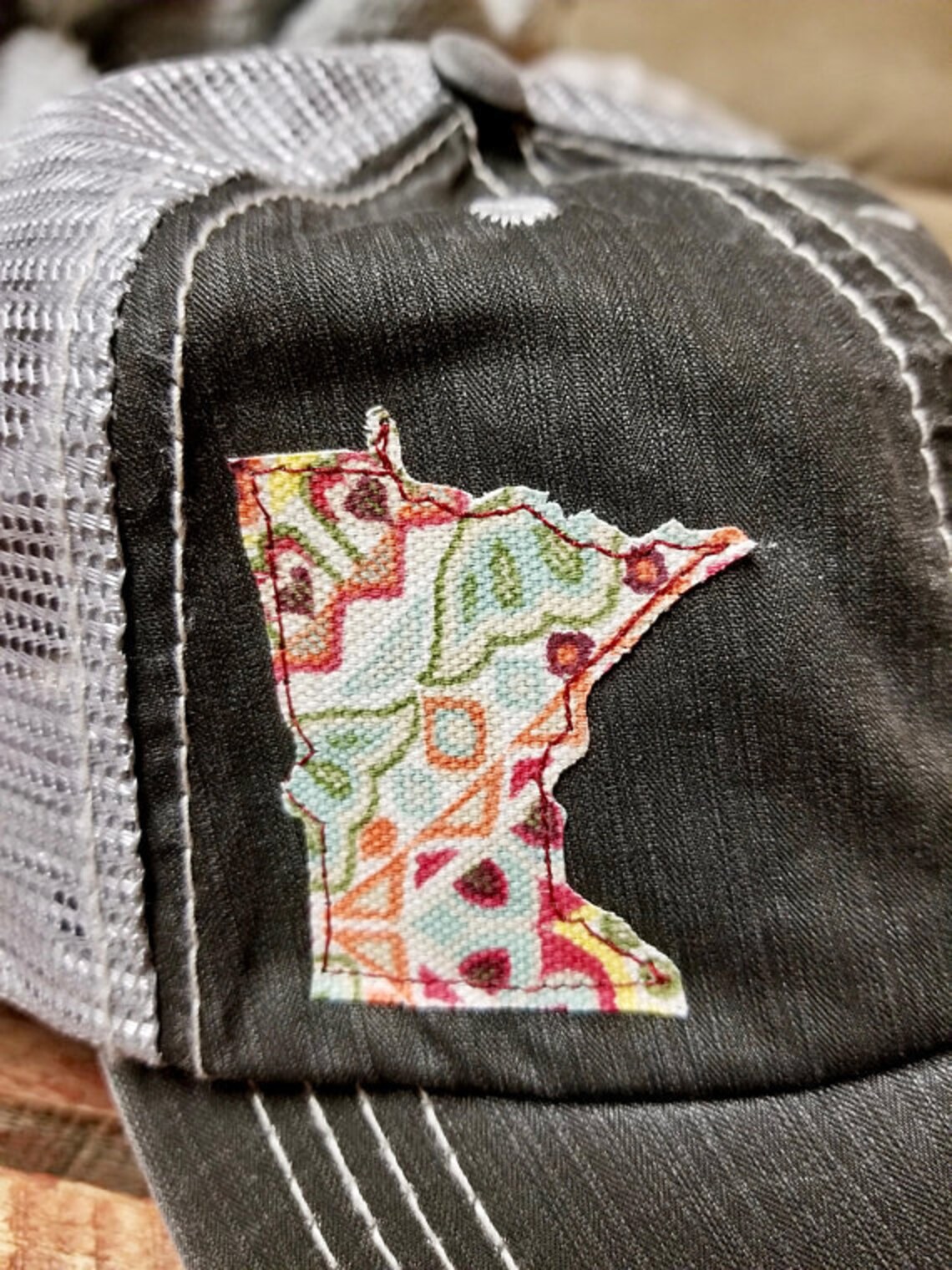 Distressed Minnesota Trucker Hat, Customize to Any State, Buffalo Plaid ...