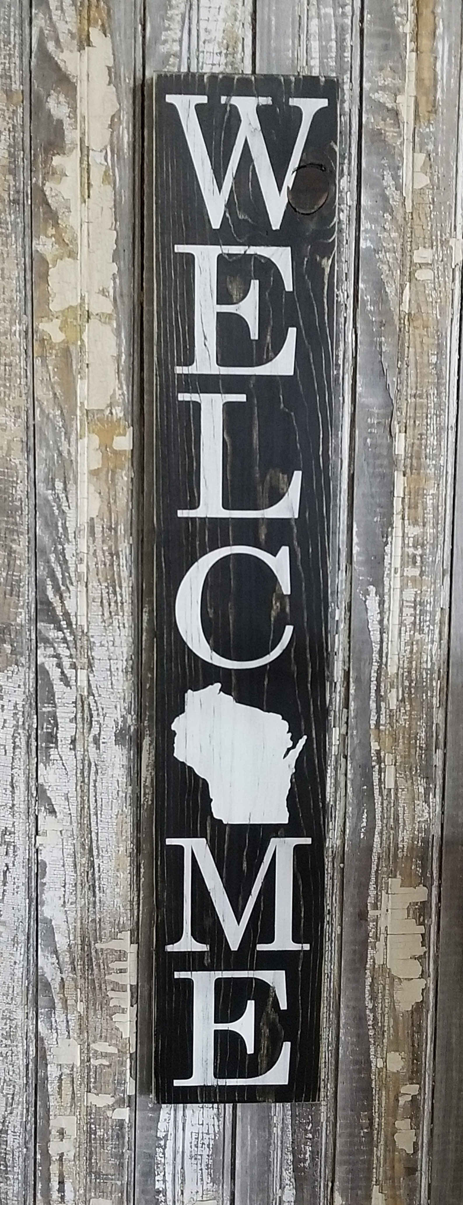 Wisconsin Welcome Sign, Any State Welcome Sign, Farmhouse Rustic Home ...