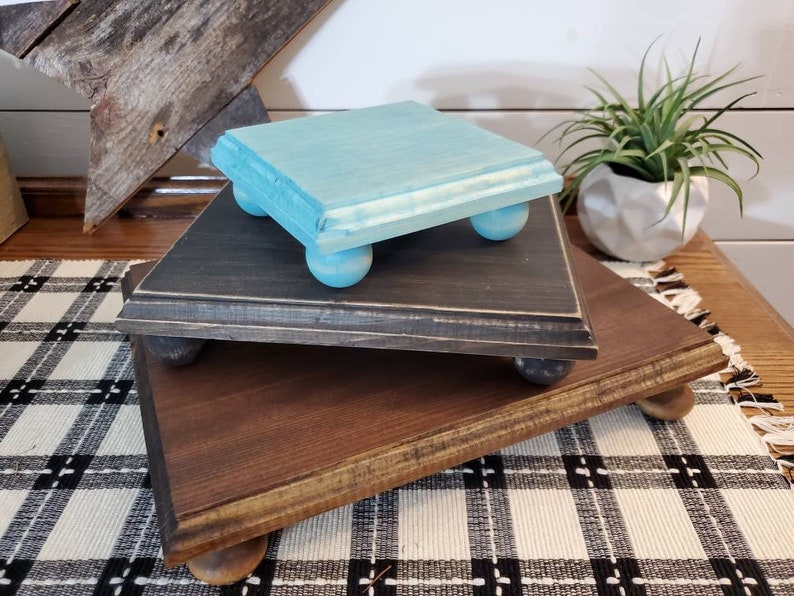 Rustic Farmhouse Style Riser, Wood Pedestal Tray, Wood Tray Decor ...