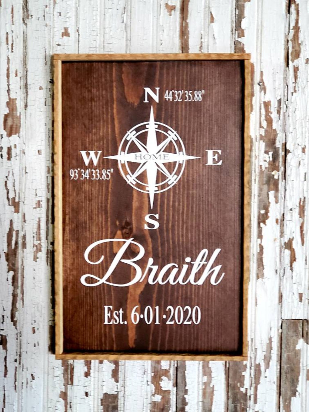 Personalized GPS Coordinates Sign, New Home Address Sign, Family Name ...