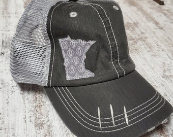 Distressed Minnesota Trucker Hat Customize to Any State | Etsy