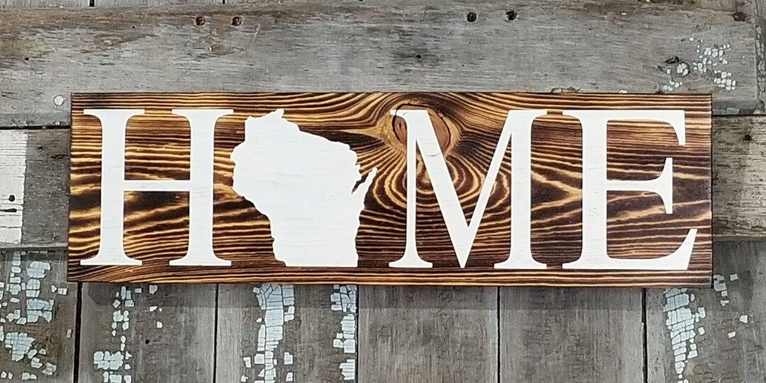 Wisconsin Home Sign, Rustic Wisconsin Home Sign, Rustic Home Decor ...