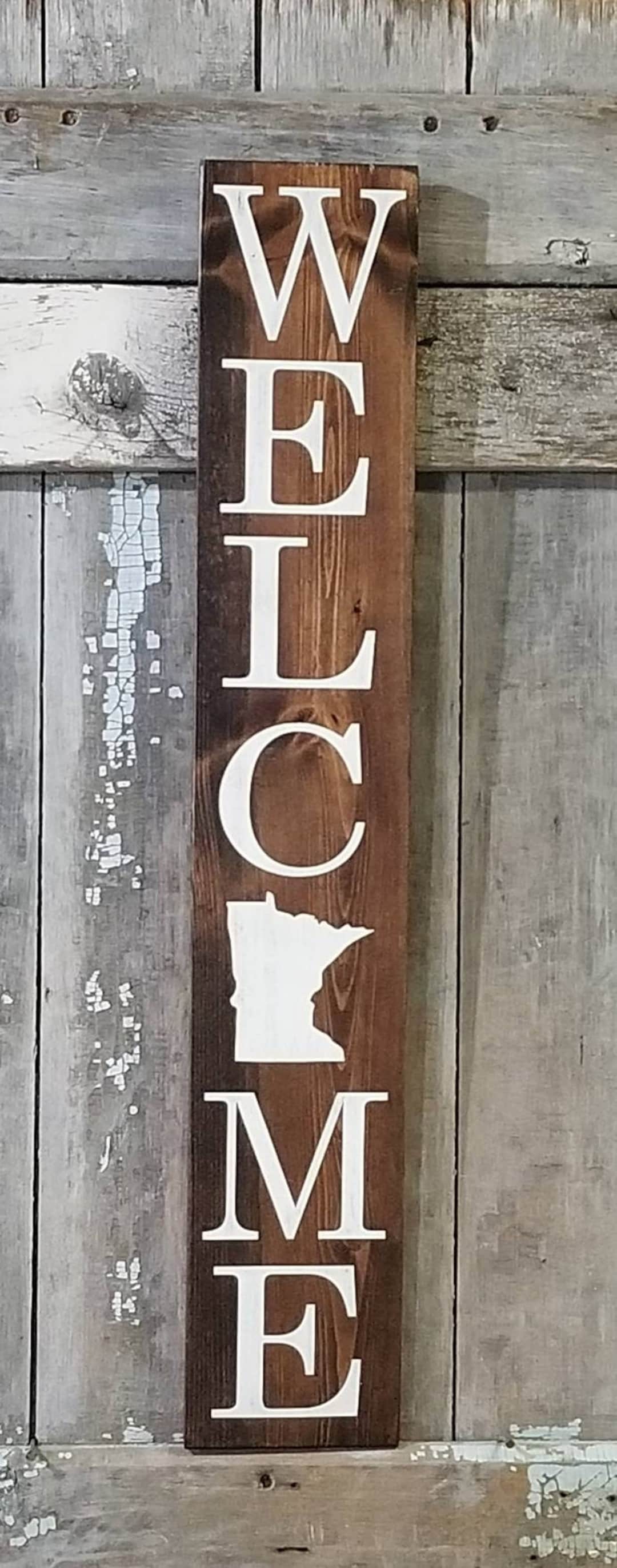 Any State Welcome Sign / MN Welcome Sign, Rustic Home Decor, Farmhouse ...