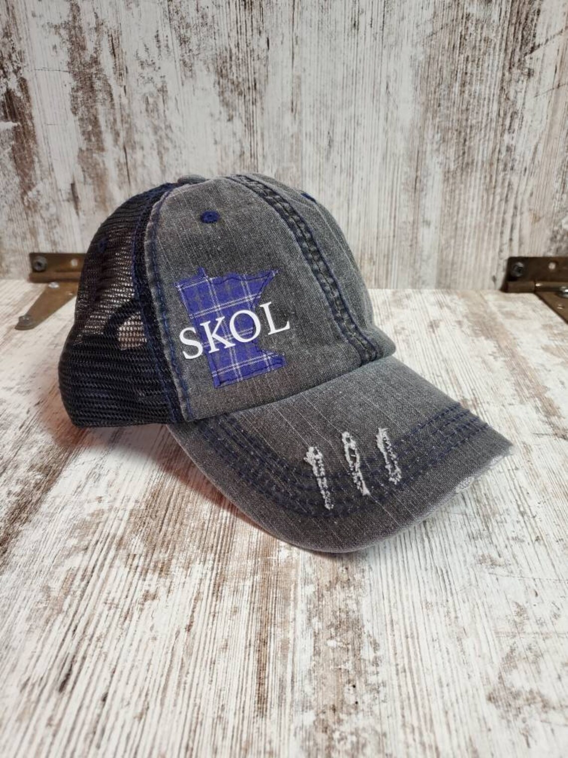Minnesota Distressed Trucker Hat, SKOL ,purple Pride, MN State Hat ...