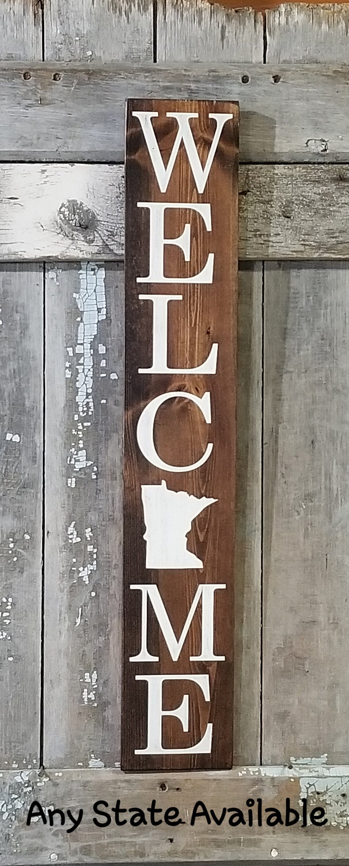Any State Welcome Sign / MN Welcome Sign, Rustic Home Decor, Farmhouse ...