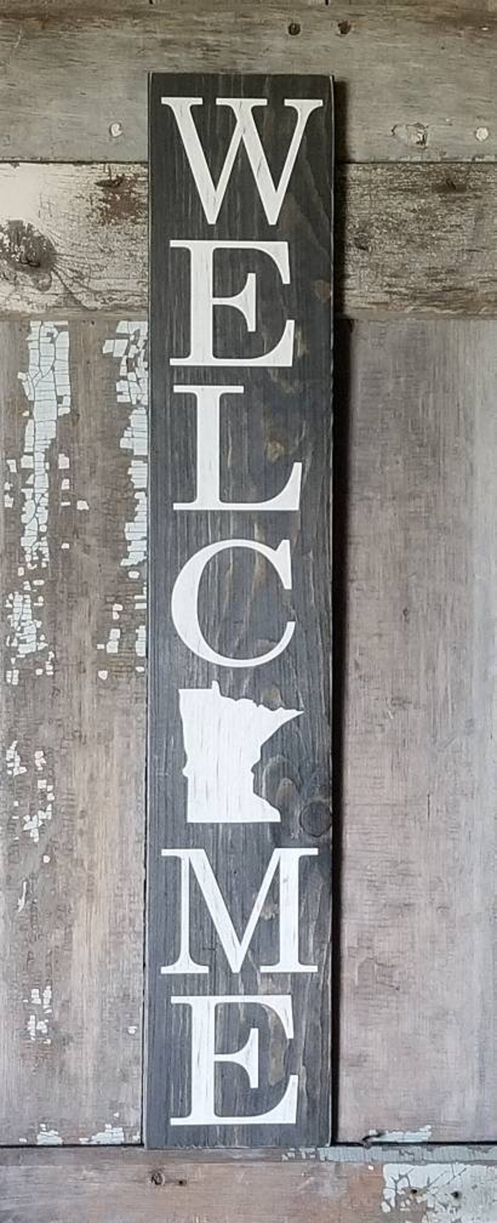 Any State Welcome Sign / MN Welcome Sign, Rustic Home Decor, Farmhouse ...