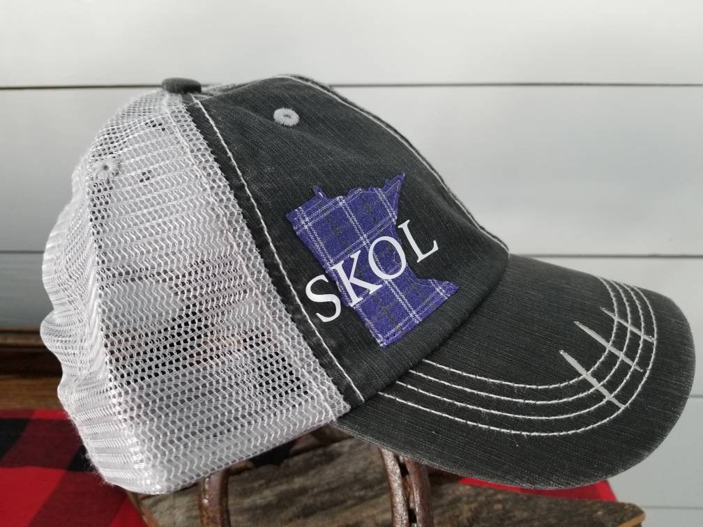 Minnesota Distressed Trucker Hat, SKOL ,purple Pride, MN State Hat ...