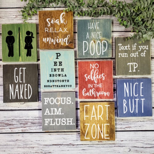 Bathroom Signs Mini Funny Cute Bathroom Decor Shelf - Etsy