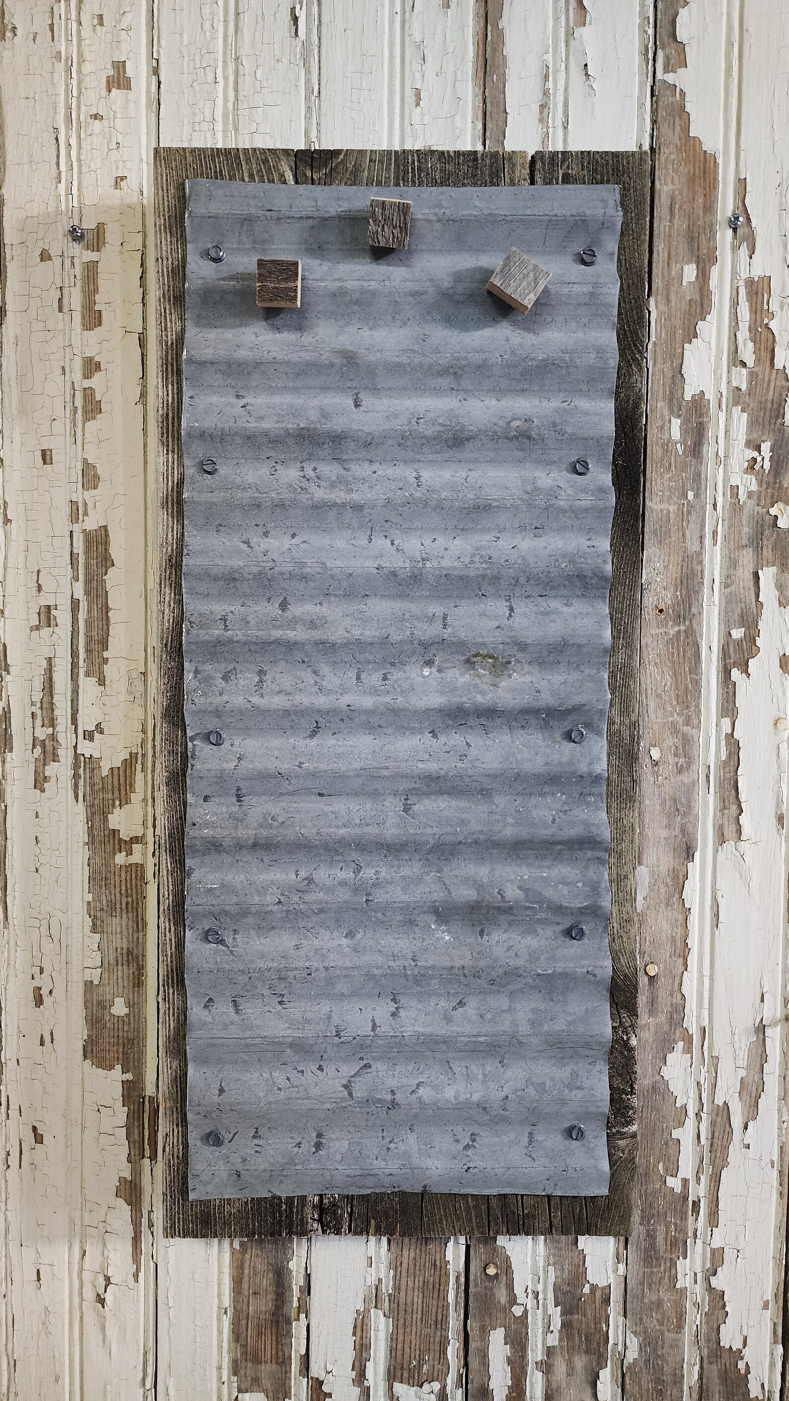 Memo Board, Corrugated Metal on Reclaimed Rustic Wood - Etsy