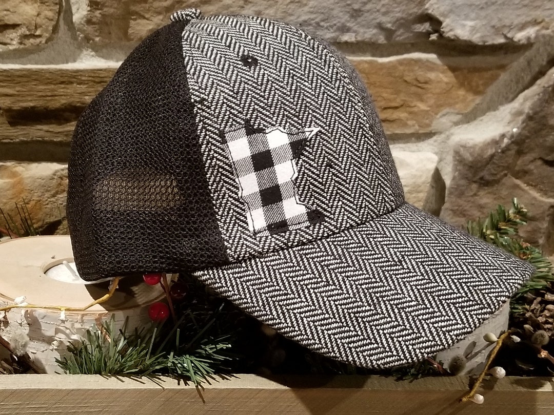 Minnesota Herringbone Hat ,ANY State Trucker Hat, Buffalo Plaid, MN ...