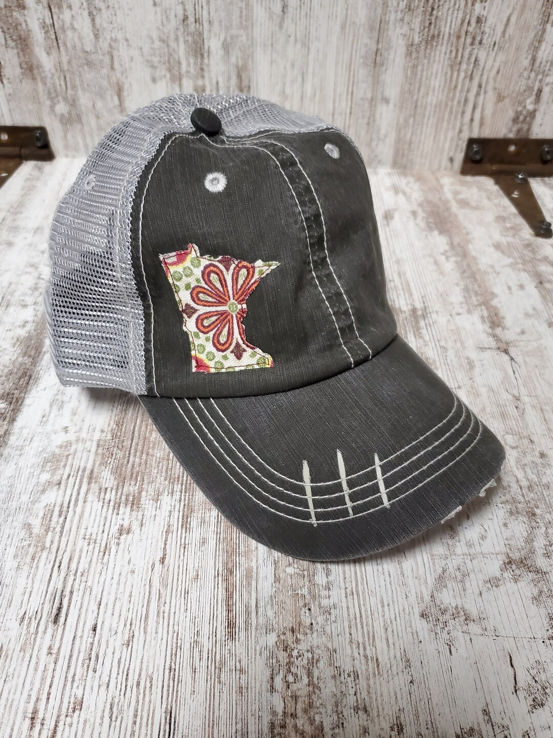 Distressed Minnesota Trucker Hat, Customize to Any State, Buffalo Plaid ...