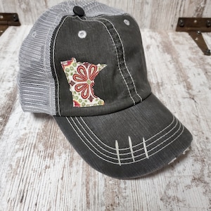 Distressed Minnesota Trucker Hat, Customize to Any State, Buffalo Plaid ...