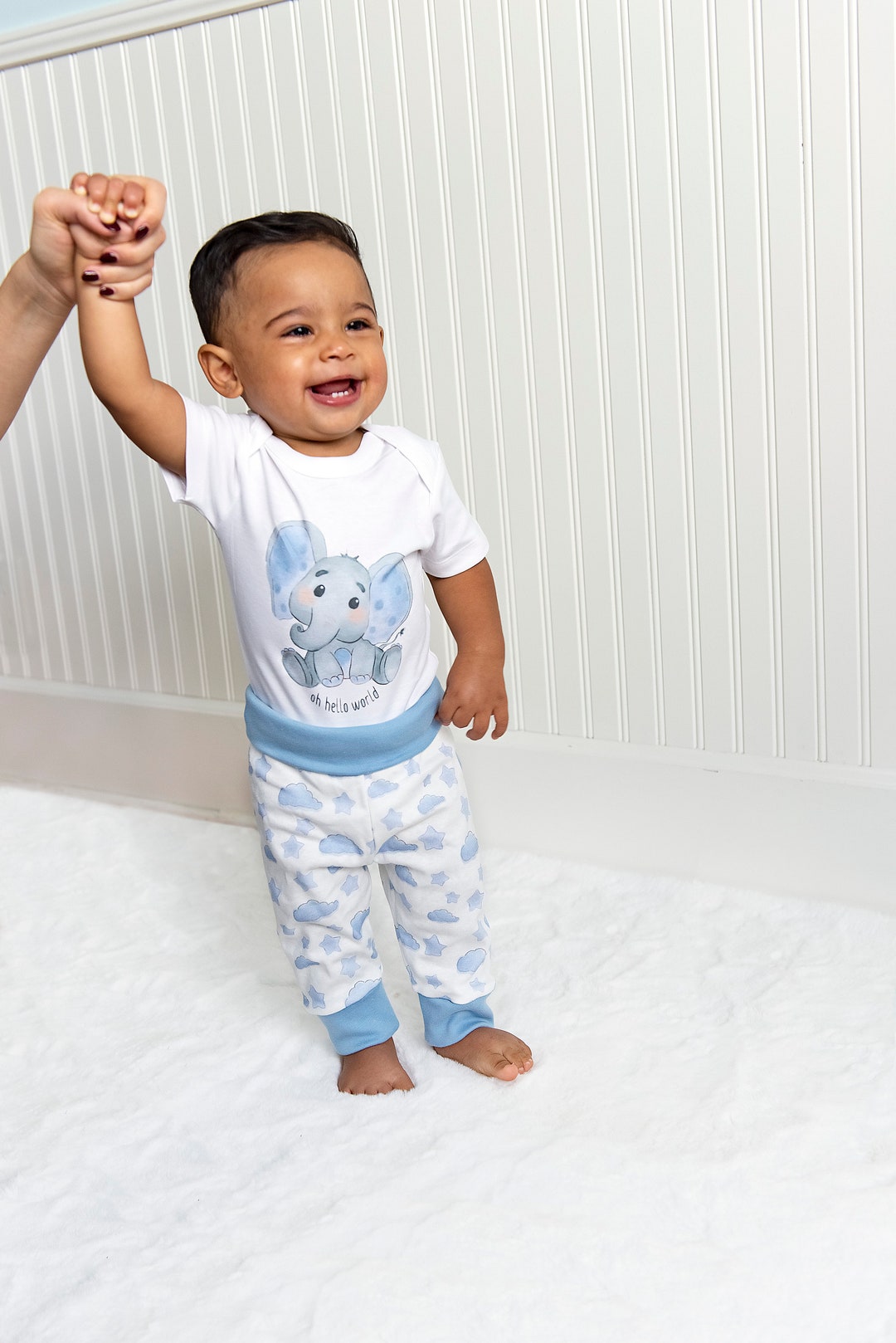 Organic Baby Elephant Clothes, Organic Baby Clouds Legging, Elephant ...