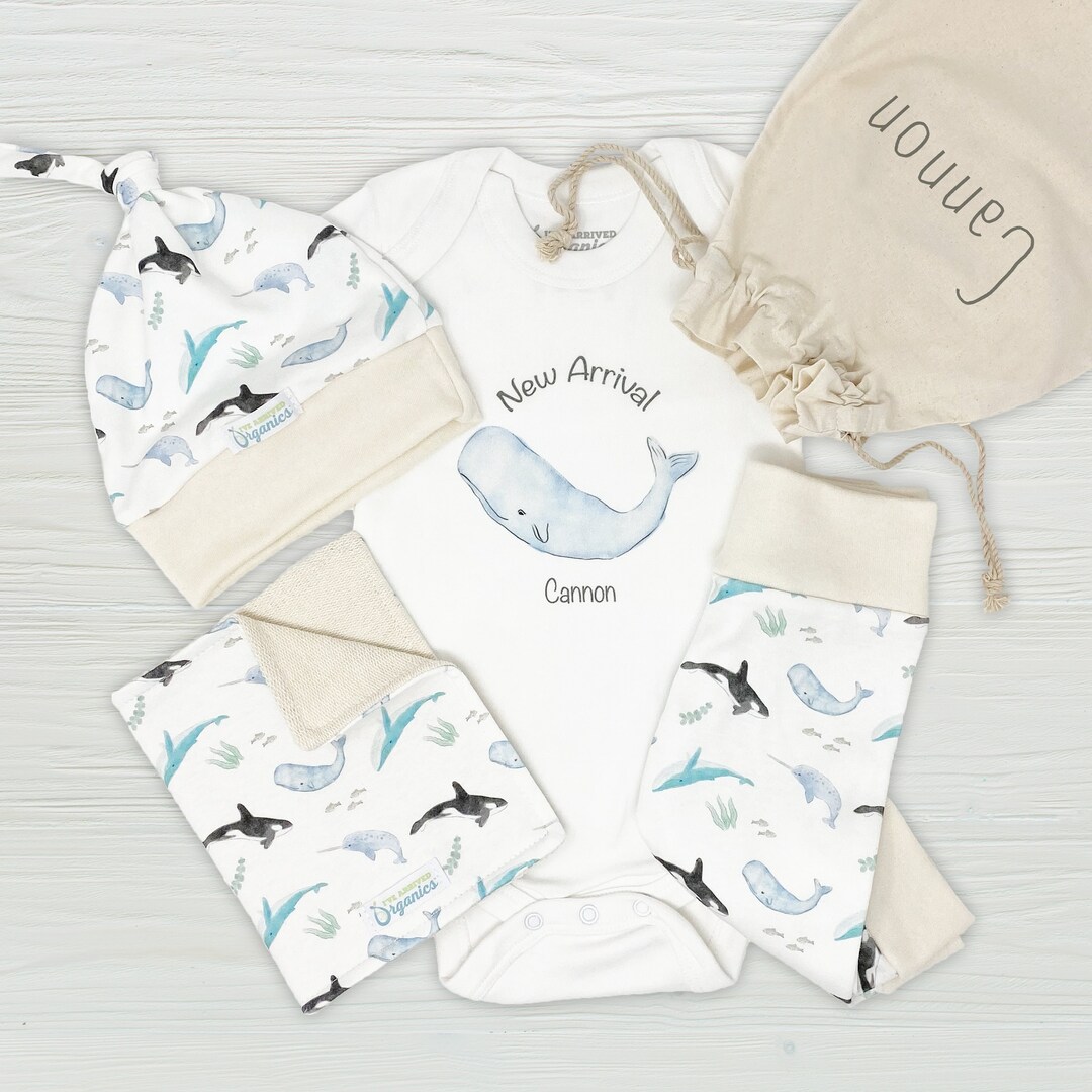 Personalized Organic Baby Clothes Set: Whale Nautical Gift - Etsy