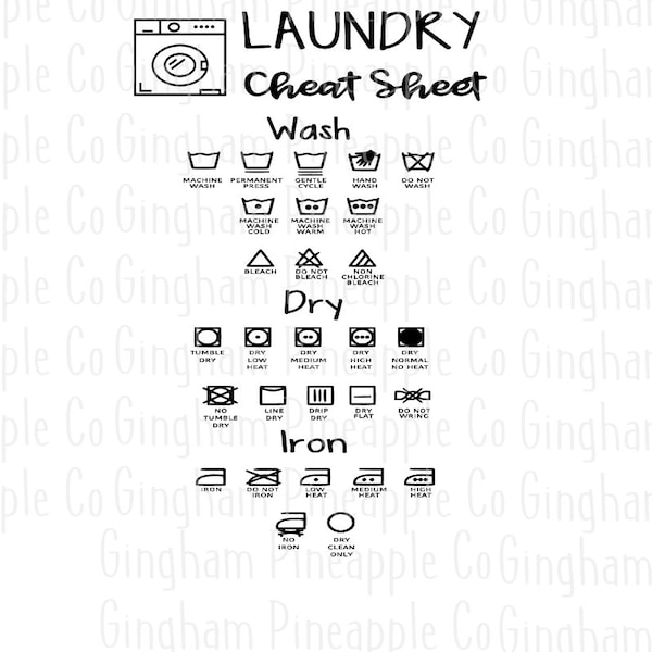 Laundry Cheat Sheet - Etsy