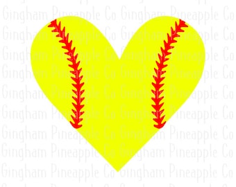 Softball Heart Svg - Etsy