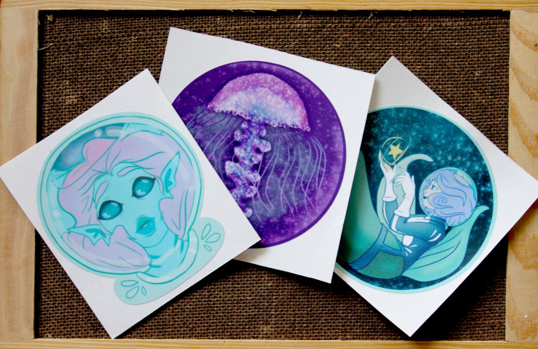 Space Mermaid Sticker Set - Etsy