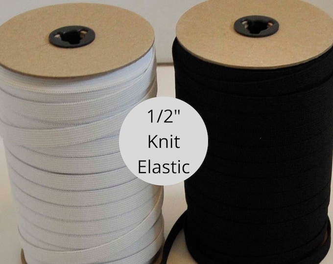 1/2 KNIT Elastic, White or Black Knit Elastic Sold by the Yard, Half ...