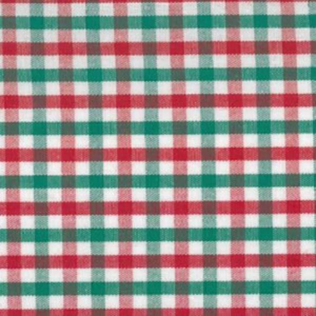 Red and Green Gingham HALF YARD, 1/8" Checked Red Green and White Tri ...