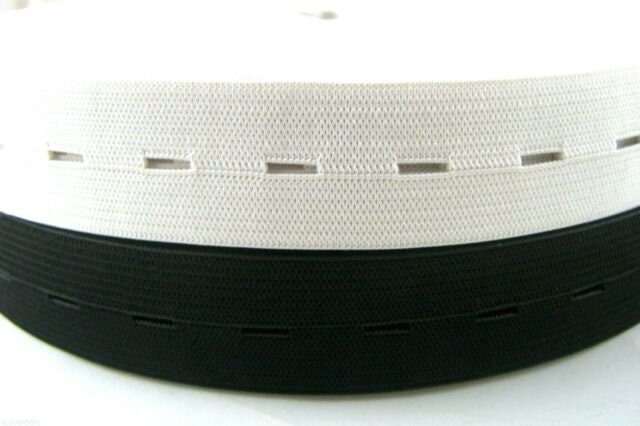 3/4 Inch White Buttonhole Elastic Black Adjustable Elastic by - Etsy