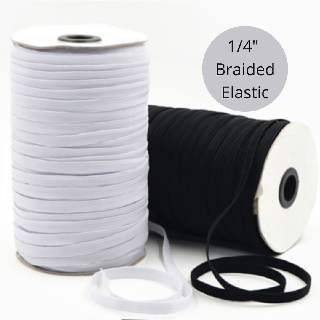 1/4 Inch Elastic, Black or White BRAIDED Skinny Elastic Sold by the ...