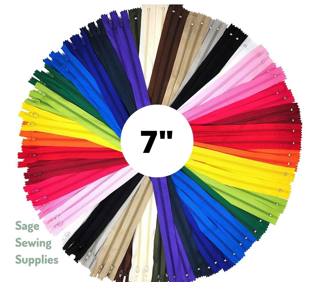 7" Nylon Zippers, Non-separating Zipper for Sewing Apparel, Crafting ...