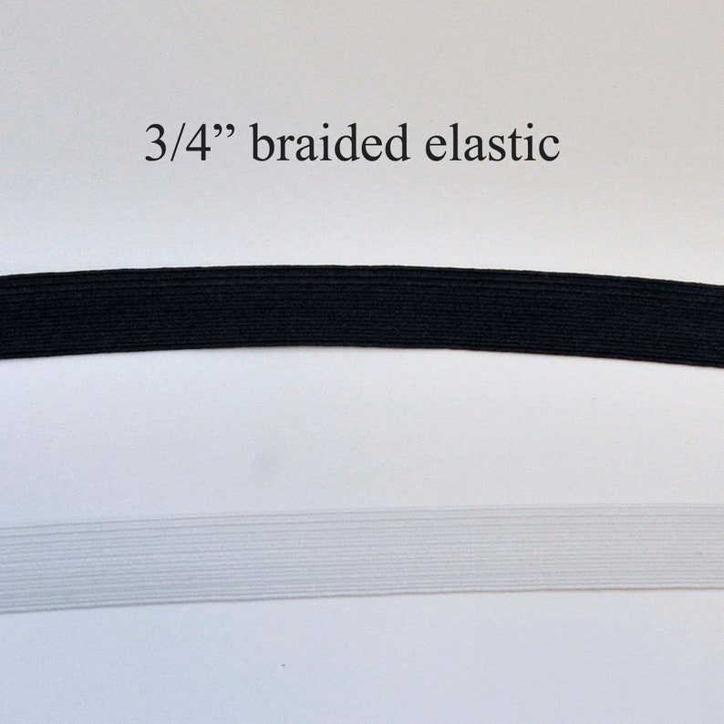 3/4" BRAIDED Elastic, White or Black Elastic Sold by the Yard, Three ...