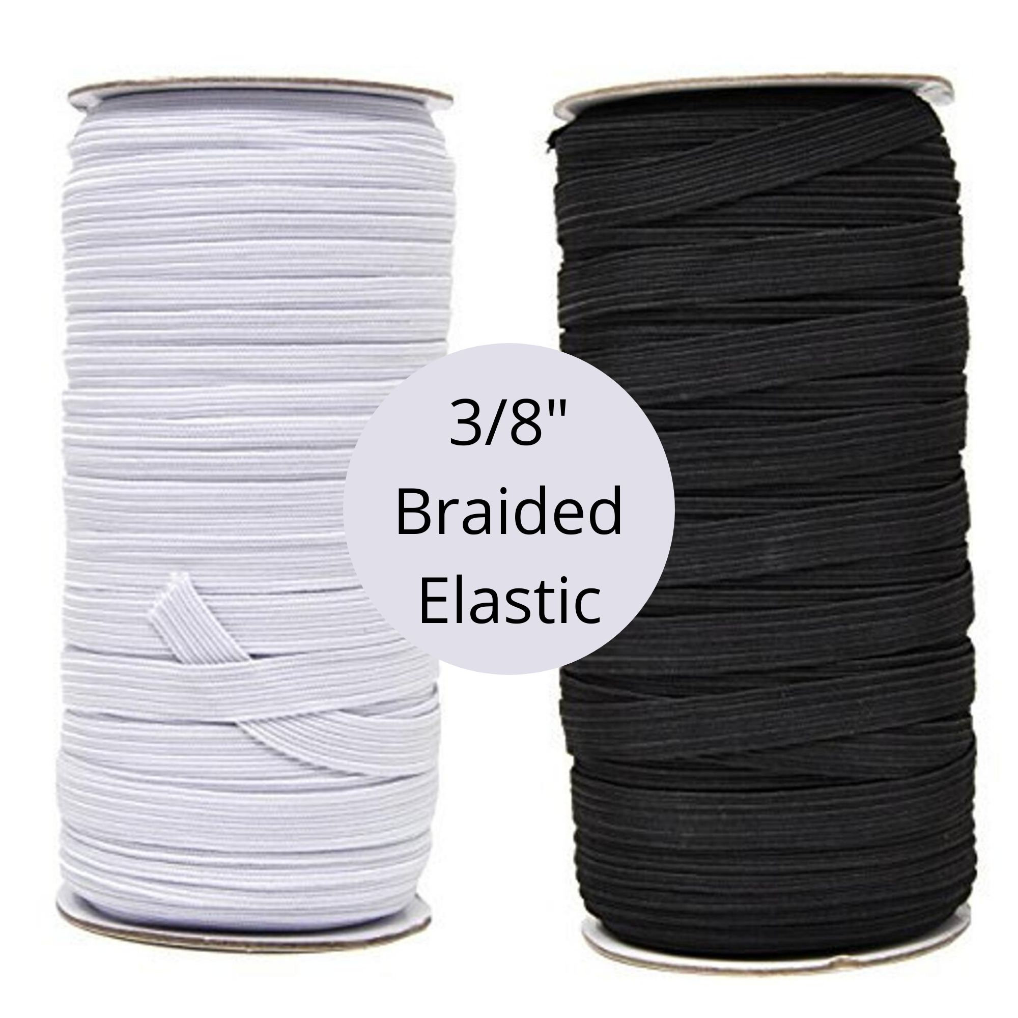 3/8 Inch Elastic, White or Black BRAIDED Elastic Sold by the Yard, 3/8 ...