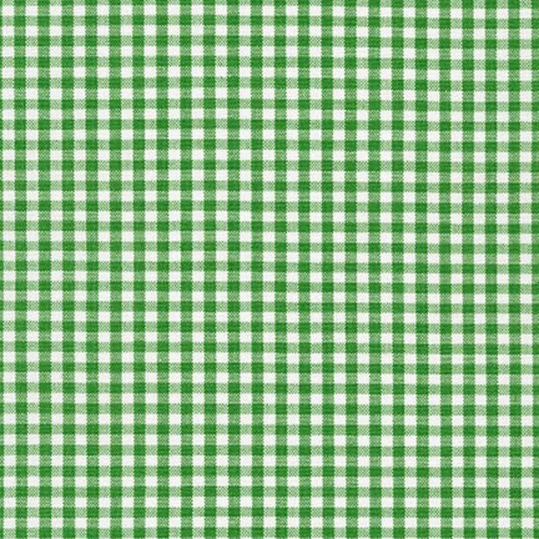 Green Gingham Fabric, 1/8" Kelly Green and White Checked Fabric, Robert ...