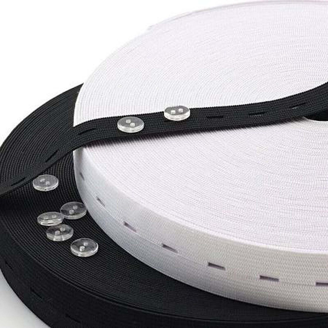 3/4 Inch White Buttonhole Elastic Black Adjustable Elastic by - Etsy