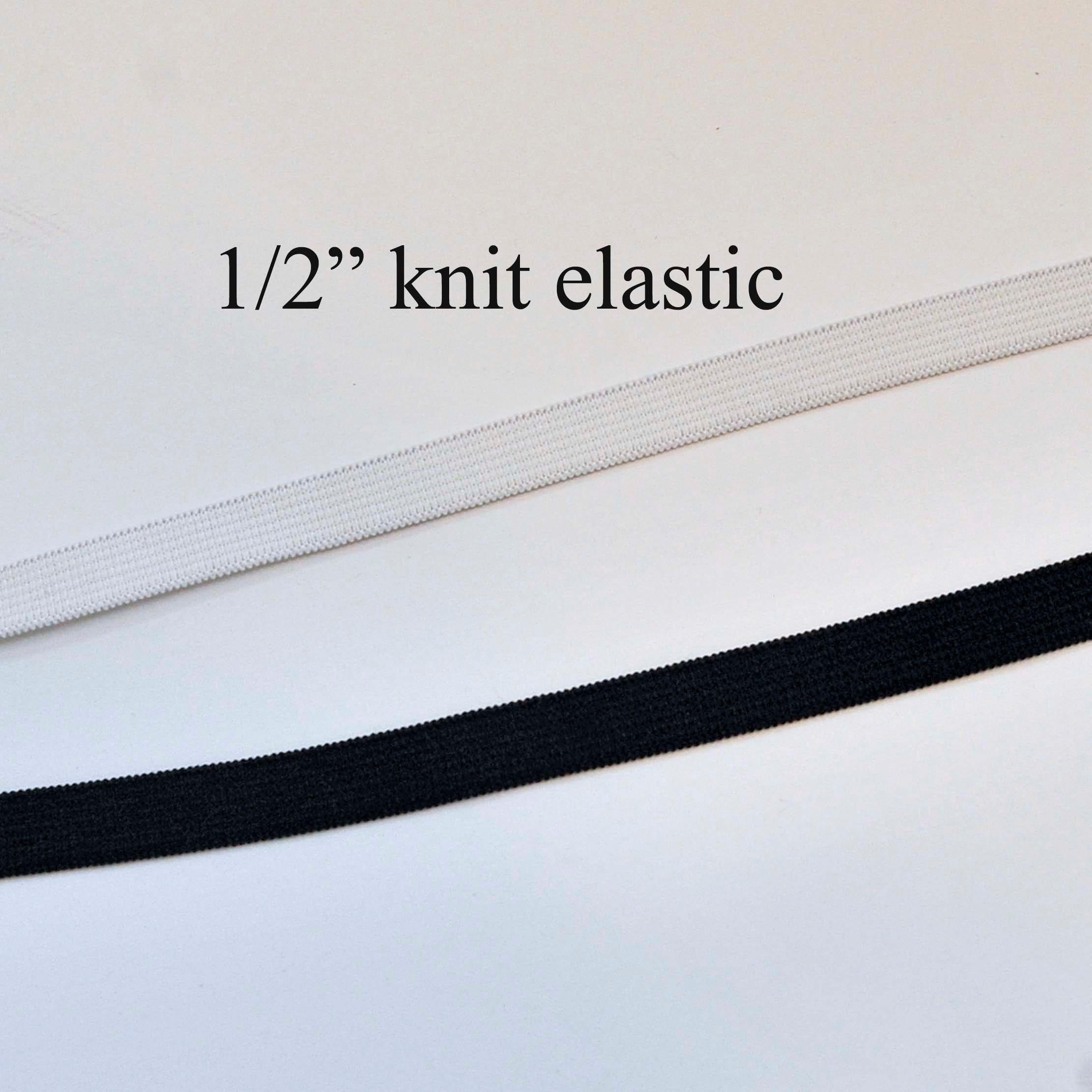 1/2" KNIT Elastic, White or Black Knit Elastic Sold by the Yard, Half ...
