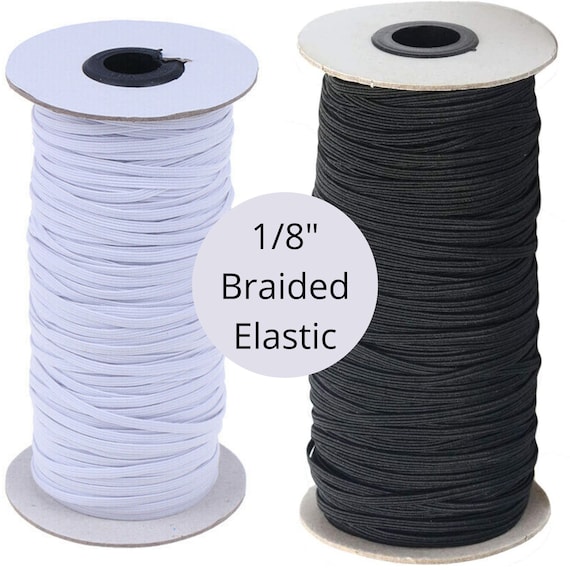 1/8 inch BRAIDED elastic 3mm white or black skinny 1/8 | Etsy