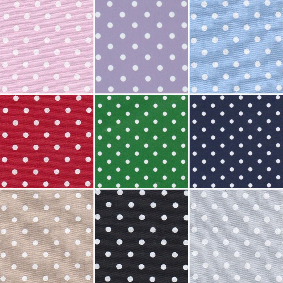 Polka Dot Fabric by the Yard, 100% Cotton 1/8" White Dots Printed ...