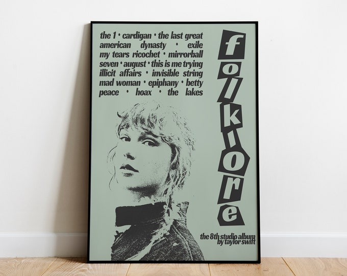 Taylor Swift Poster folklore Tracklist Digital Download - Etsy