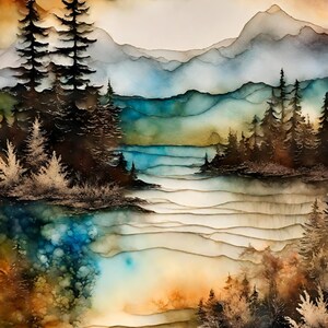 A Unique Set of 8 Alcohol Ink Print Tree Themed Blank All Occasion ...