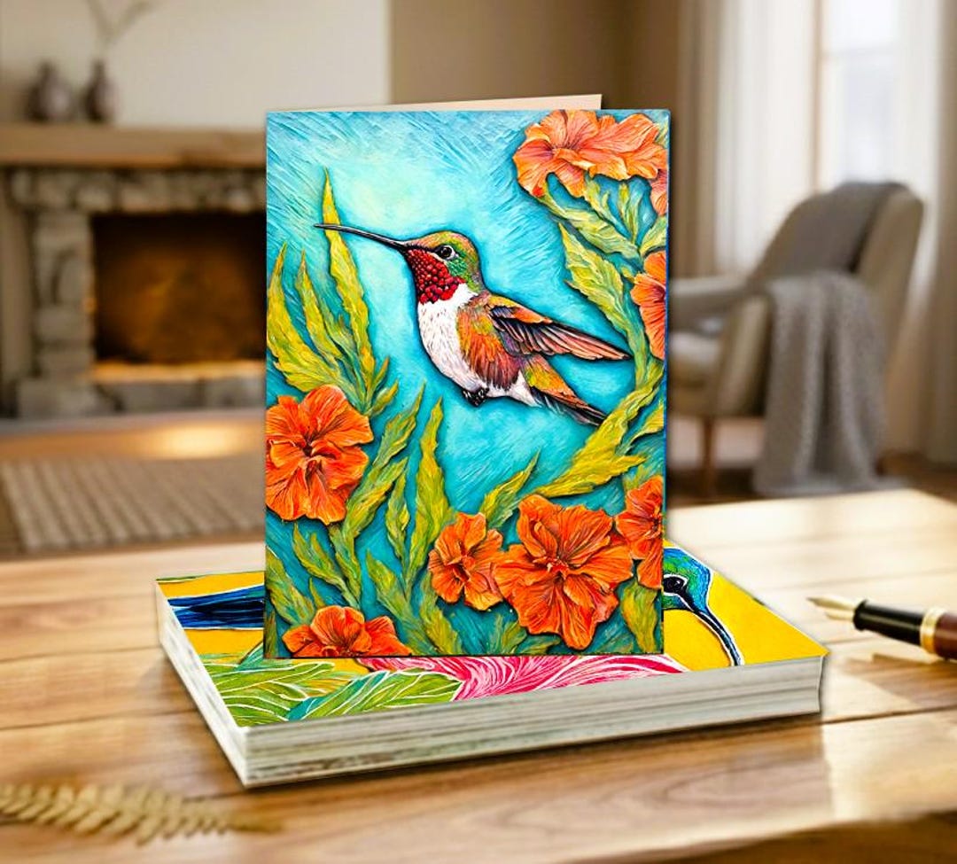 Set of 8 Different Hummingbird Note Cards - 5x7 Blank Nature Stationery ...