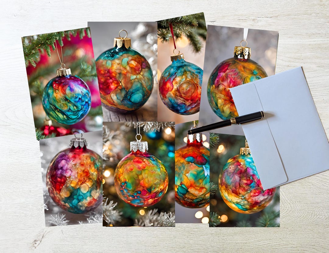 Unique Handmade Christmas Greeting Card Set Holiday Cards Festive Card ...